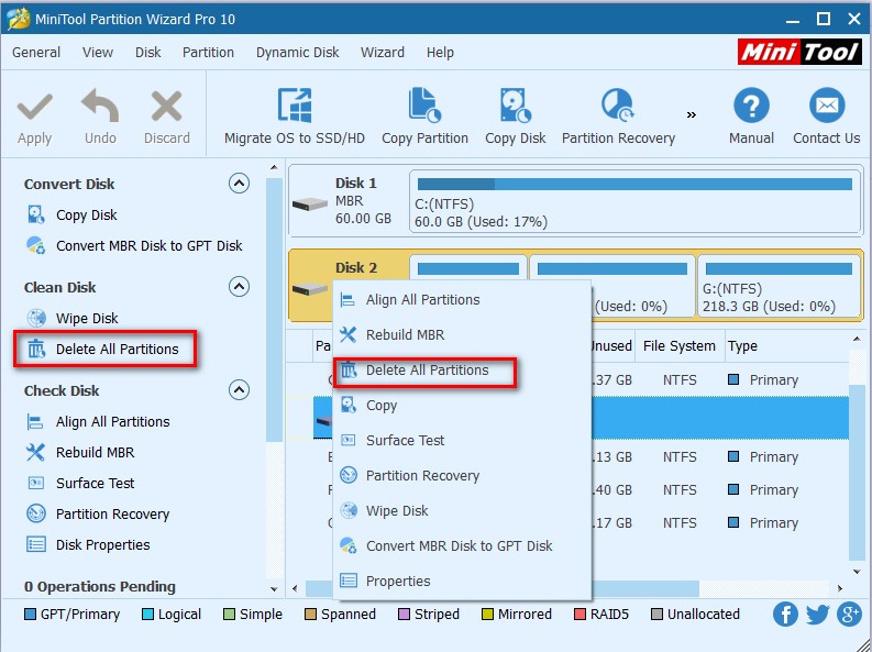 How To Delete All Partitions Minitool Partition Wizard Tutorial