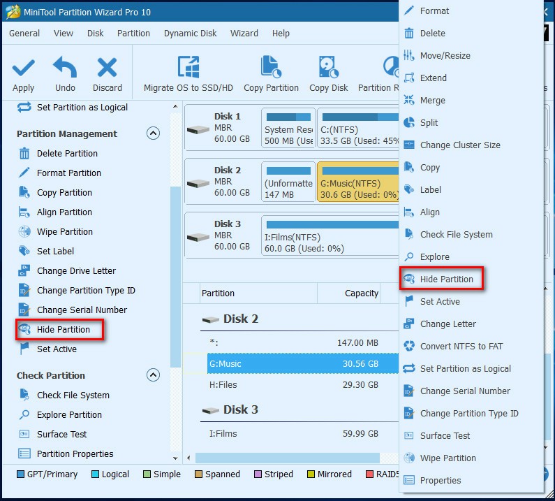 How To Hideunhide Partition Minitool Partition Wizard Tutorial 5711